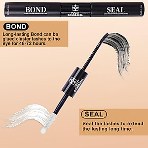 Lash Bond and Seal, VOOZT Lash Glue Cluster Lash Glue Bond and Seal for DIY Individual Lash Extensions Gentle Soothing Non-Irritating 2 in 1 Strong Hold Long Lasting Waterproof Eyelashes Glue