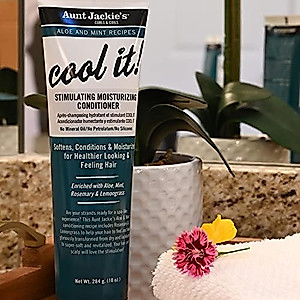 Aunt Jackie's Aloe & Mint Recipes Cool It! Stimulating Moisturizing Conditioner With Rosemary & Lemongrass for Softer, Healthier Looking Hair, 10 oz
