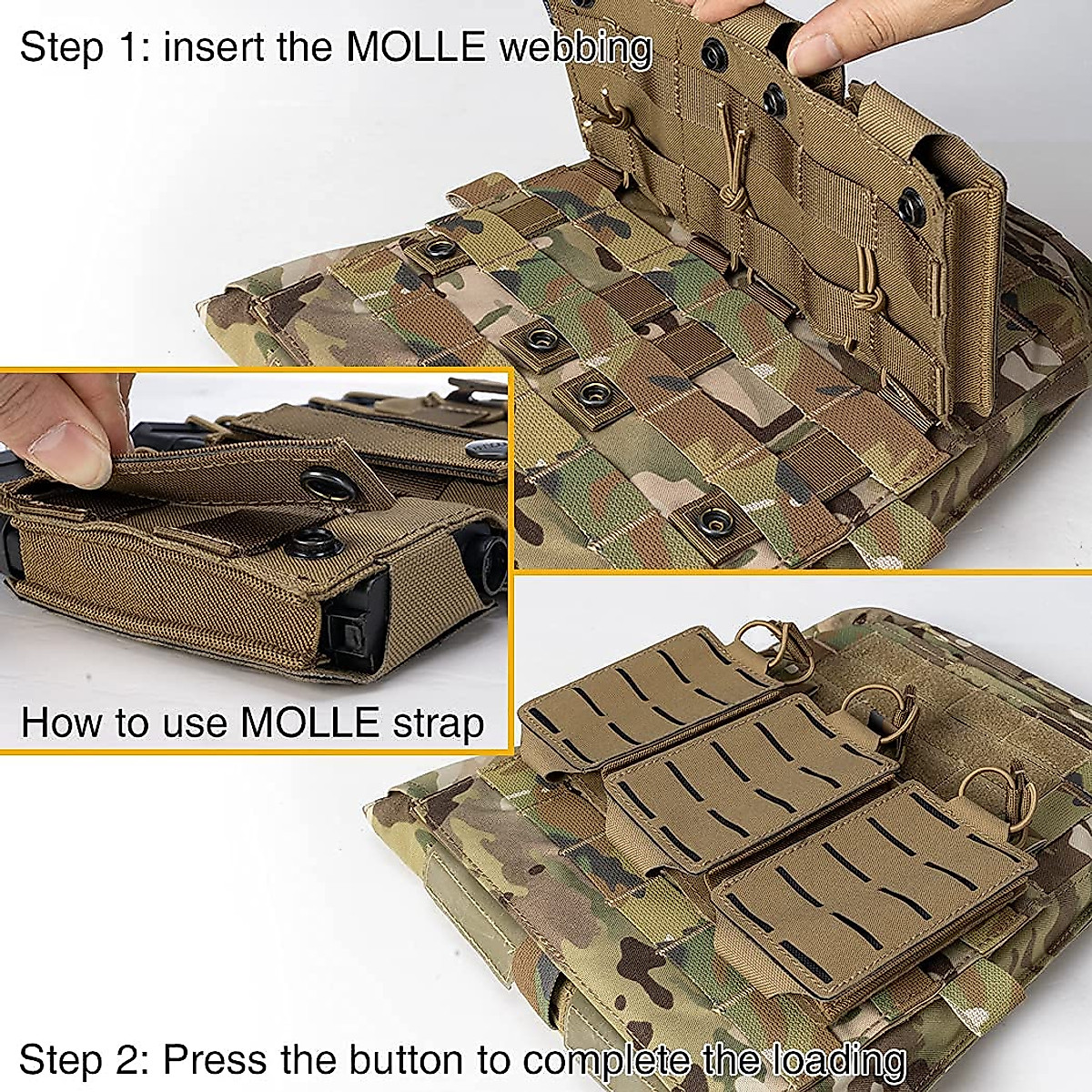 IDOGEAR Tactical Mag Pouch Open-Top Triple Molle Magazine Pouch for M4 M14 M16 AK AR-15 556 Rifle Magazines (Coyote Brown)