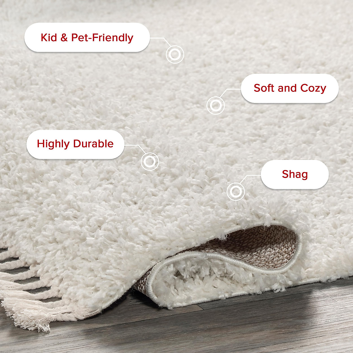 nuLOOM Neva Modern Tasseled Shag Area Rug, 3x5, Ivory