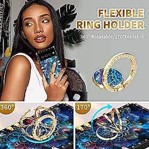 Loheckle for Pixel 7 Pro Case for Women, Designer Cases for Google Pixel 7 Pro with Ring Stand Holder and Lanyard, Stylish Mandala Luxury Cover for Pixel 7 Pro 6.7 Inch