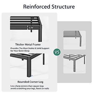 Woozuro Twin Xl Bed Frames with Headboard，18 Inch High Twin Xl Bedframe with Round Corner Leg, Sturdy Noise-Free Metal Frame No Box Spring Needed, 2500 Lbs Weight Heavy Duty Slats Support for Mattress