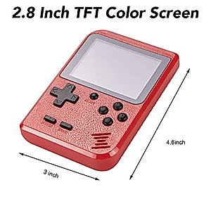 Retro Mini Game Machine,Handheld Game Console with 400 Classical FC Games 2.8-Inch Color Screen Support for TV Output , Gift Birthday for Kids, Adults(GameRed-400)