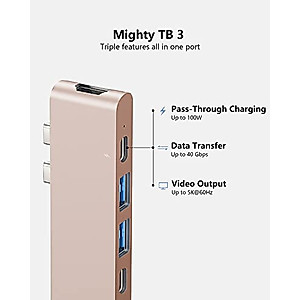 Purgo USB C Hub for MacBook Pro Air 13 15 inch M1 2022/2021-2018, MacBook Adapter with 4K HDMI, 100W PD, 40Gbps TB3 5K@60Hz, USB-C, 2 USB 3.0 and SD/Micro Card Readers
