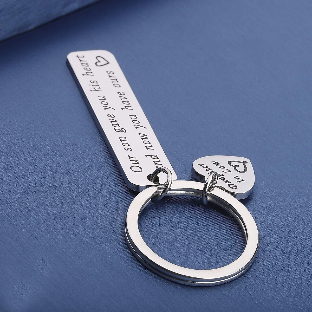 MYOSPARK Daughter in Law Keychain Our Son Gave You His Heart Daughter In Law Gift For Wedding Day Keepsake Gift (Our Son Gave You His Heart)