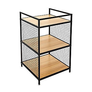 DCEHKR 3-Shelf Shelving Storage Metal and Wood Style Garage Shelving 3-Tier Wood Shelving Unit 21.3" x 21.3"x 34.6" Multi-Purpose Indoor Garage Storage Organizer Shelves