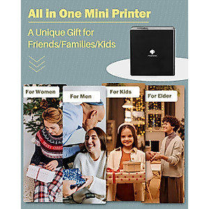 Phomemo Mini Note Printer- M02 Pocket Thermal Bluetooth Mini Mobile Printer with 3 Rolls Paper, for Printing Photos, Text, Study Notes, DIY Sticker, Receipts, Gift, Black
