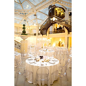 REWOMC 6 Pack Round Tablecloths - 120 Inch, White Polyester Table Cover for Round Table, Stain and Wrinkle Resistant Washable Fabric Table Cloth, Polyester Tablecloth for Wedding Banquet Parties