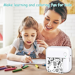 Mini Printer M2, Wireless Label Printer with White Roll Papers, Portable Inkless Sticker Maker, Portable Receipt Printer for Scrapbook Notes Lists Photo Journal Memo Label (Blue)