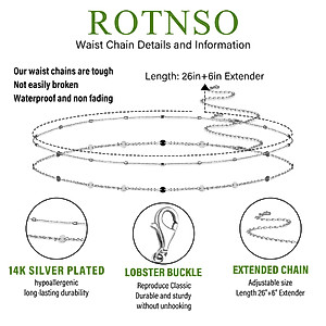 Rotnso 14K Gold Plated Body Chains | Dainty Boho Layered Beach Waist Chain | Adjustable Bikini Belly Chain | Jewelry Accessories for Women sexy