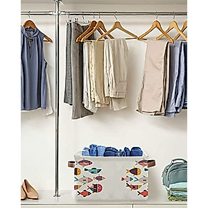 Storage Basket Multi-Color Fish Storage Bins Decorative Cartoon Funny Fishes Ocean Animals Foldable Baskets for Toys Decorative Baskets for Closet Nursery