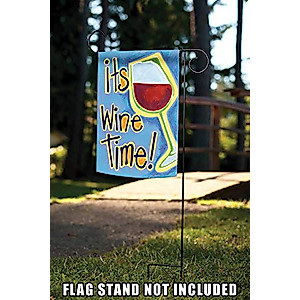 Toland Home Garden 110030 It's Wine Time Party Flag 12x18 Inch Double Sided Party Garden Flag for Outdoor House Flag Yard Decoration
