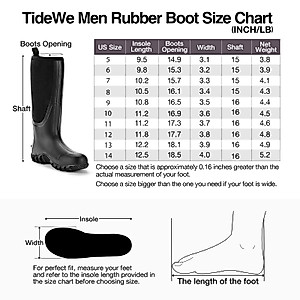 TIDEWE Rubber Boots for Men Multi-Season, Waterproof Rain Boots with Steel Shank, 6mm Neoprene Sturdy Rubber Outdoor Hunting Boots Size 11 (Black)