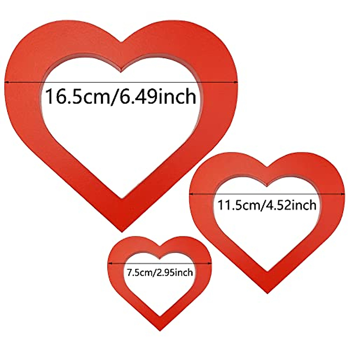 SaktopDeco Red Wooden Heart Centerpiece Red Heart Shape Sign for Romantic Valentines Day Table Fireplace Home Decor