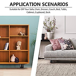 Qjaiune Adjustable Furniture Legs 3 Inch / 80mm Sofa Legs Set of 4, 2 Inch Dia Round Stainless Steel Metal Cabinet Feet Couch Foot Replacement for Chair Dresser & Coffee Table DIY (Black)