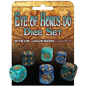 Eye of Horus d6 Dice Set | 6 Pcs | 19mm Six-Sided | Pearlized Dice | Tabletop Roleplaying Games | RPG | from Steve Jackson Games