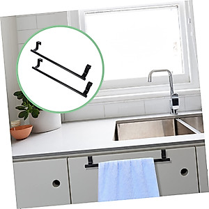 Housoutil Metal Hangers 4 Pcs Door Towel Rack Kitchen Cabinet Paper Towel Holder Individual Stainless Steel Black Hand Towels