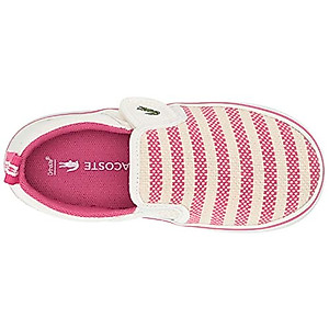 Lacoste Girl's GAZON Shoe, off white/dark pink, 6. Medium US Toddler