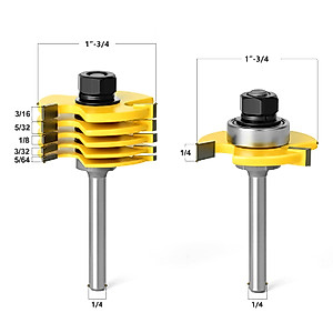 MEIGGTOOL 1/4 Inch Shank Slot Cutter Router Bit Set - 6 Size