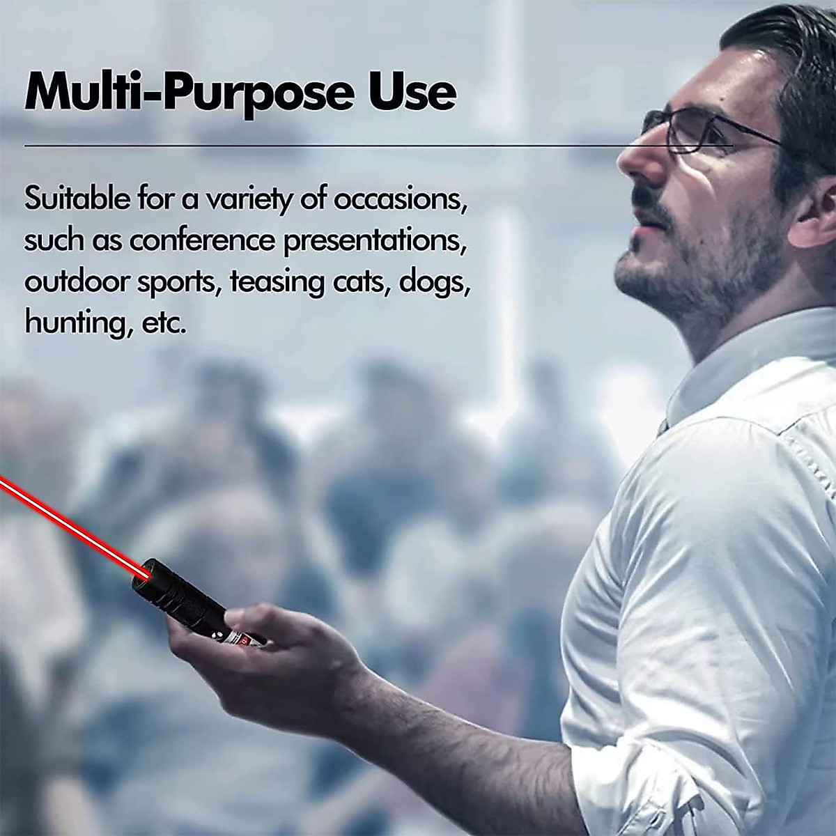 DOLOEDY High Power Green Laser Pointer Clicker Lazer Pointer Long Range for Indoor Interactive Teaching, Outdoor Cat Toys Pointer, Bright Clicker for Dog Training Exercise USB Recharge