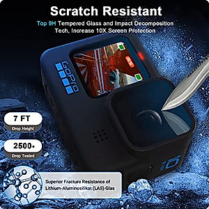 FitStill Screen Protector for GoPro Hero 11/10 / 9 Black, Ultra lear Tempered Glass Back Screen Protector + Tempered Glass Lens Protector+Tempered Glass Front Screen Protector+Lens Cover - 2 Packs