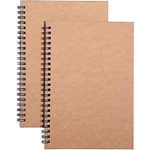 DENSET HBTDM Dot Grid Spiral Notebooks - 2 Pack | College Ruled | 100 Pages (50 Sheets) | Thick Kraft Paper Cover, Versatile Memo Diary Journals for School and Work ，8.4 inches x 5.7 inches