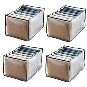 LELEBEAR Washable Wardrobe Clothes Organizer for Closet - 7 Grids Washable Wardrobe Clothes Organizers, Used for Household Clothes Sorting (Gray L,4)