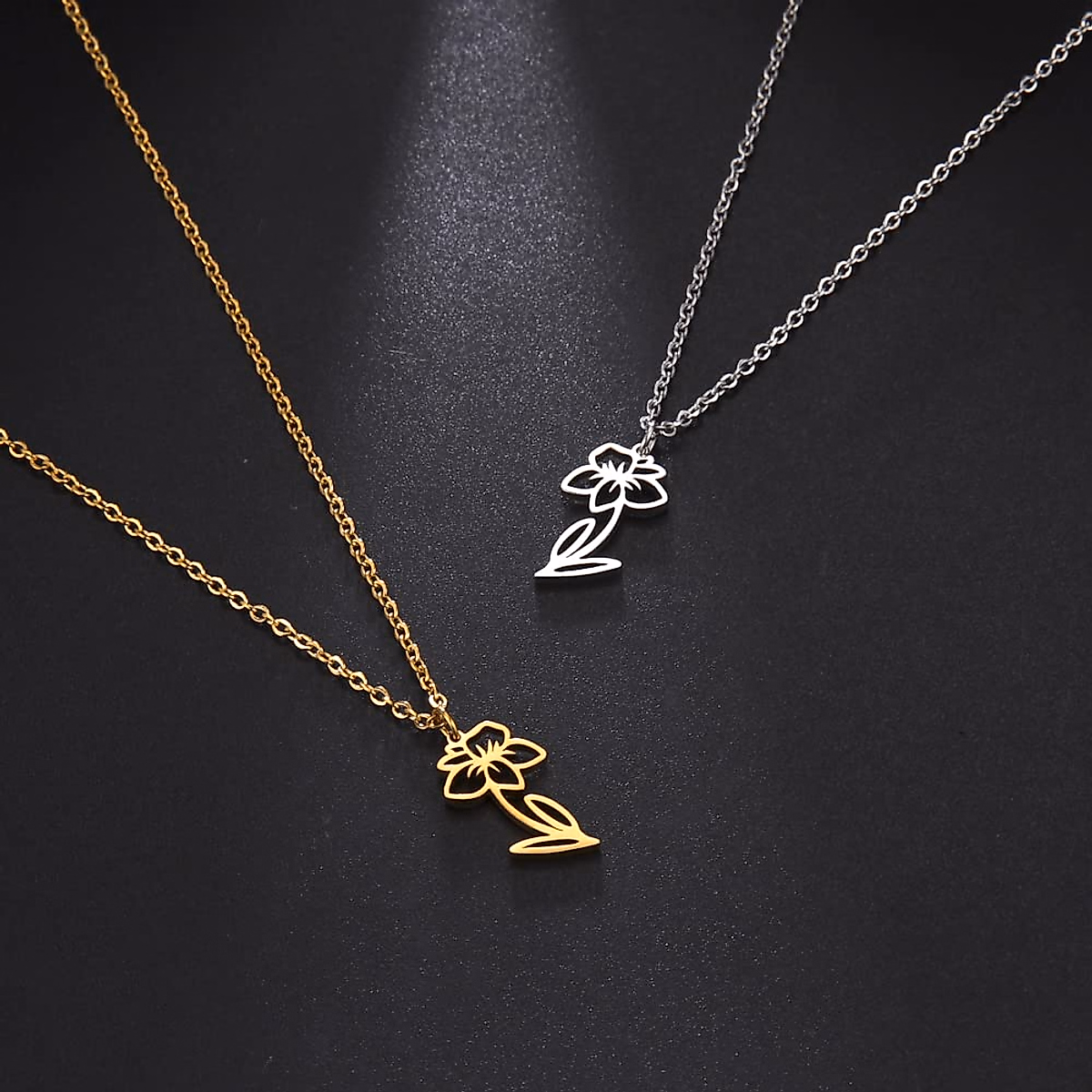 kkjoy Birth Month Flower Necklace Stainless Steel 12 Month Birthday Flower Pendant Necklace Best Friend Necklace Jewellery Gifts for Women