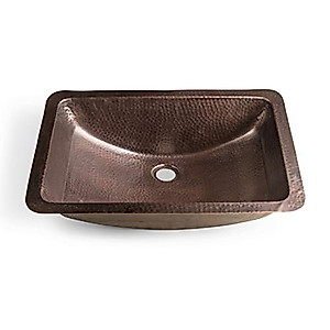 Monarch Abode 17095 Hand Hammered Venetian Dual Mount Bathroom Vanity Sink, 21 Inches, Pure Copper
