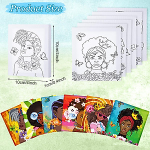 Meanpla 12 Pcs Back to School Pre Drawn Outline Canvas 4'' x 4'' Pre Drawn Stretched Canvas Painting Boards for Painting Art Party Favor for Student Kids First Day of School (African Queen Style)