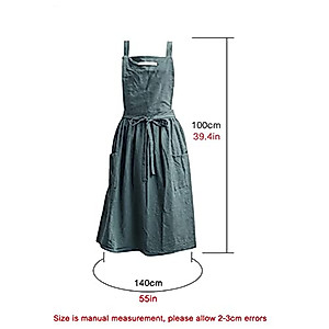 SF-ZXTINP Cotton and linen Kitchen Cooking Aprons Dress for Women with Pockets Cute for Baking Painting Gardening Cleaning