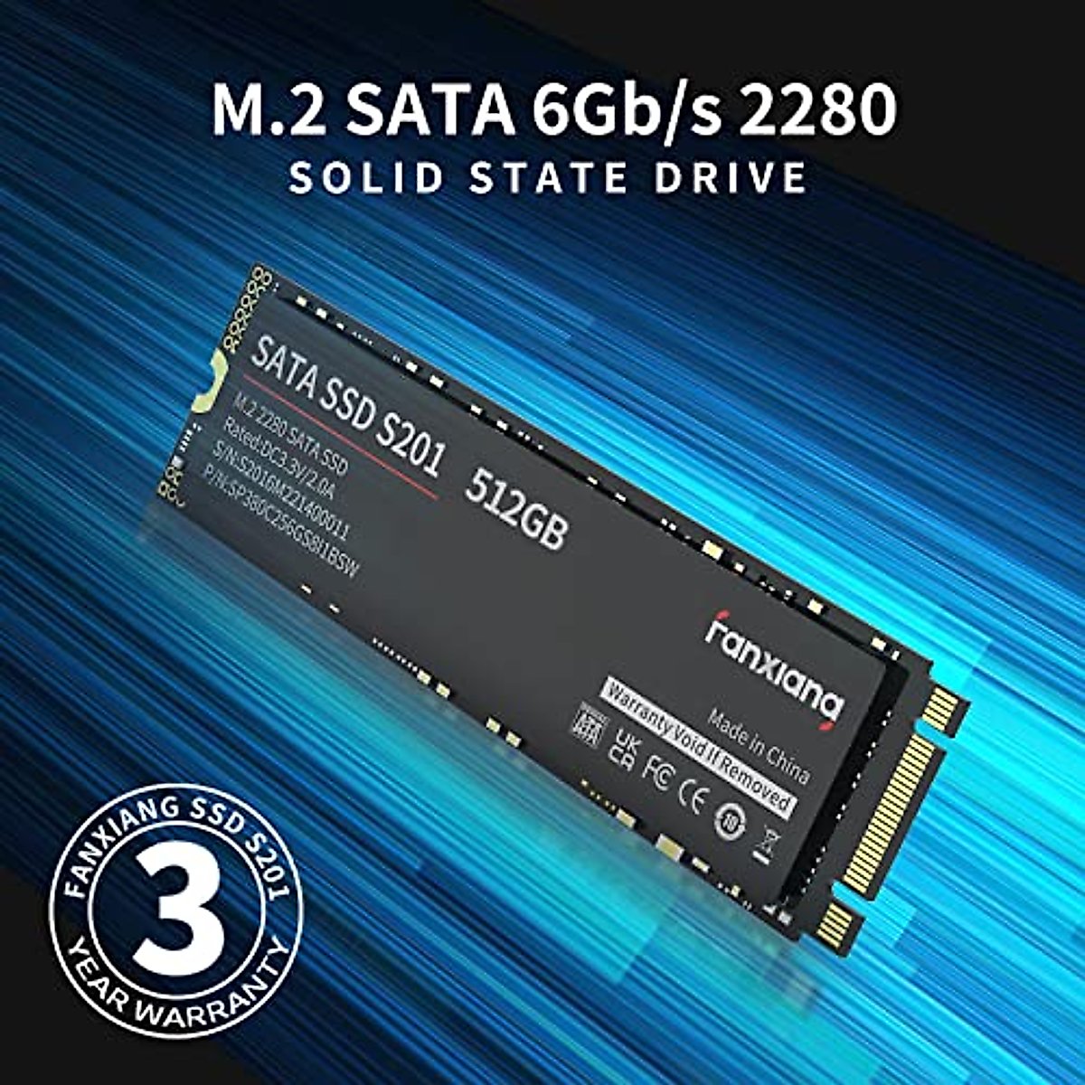fanxiang S201 512GB M.2 SSD 2280 SATA III 6Gb/s Internal Solid State Drive, SLC Cache for Speed Boost, Read Speed up to 550MB/sec, Compatible with Laptop and PC Desktops(Black)