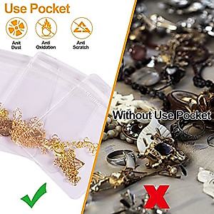 DIRZA Jewelry Travel Organizer Earring Case Transparent Jewelry Storage Book Clear Booklet Zipper Pouch Bag for Necklaces, Earrings, Rings, Bracelets 96 pocks