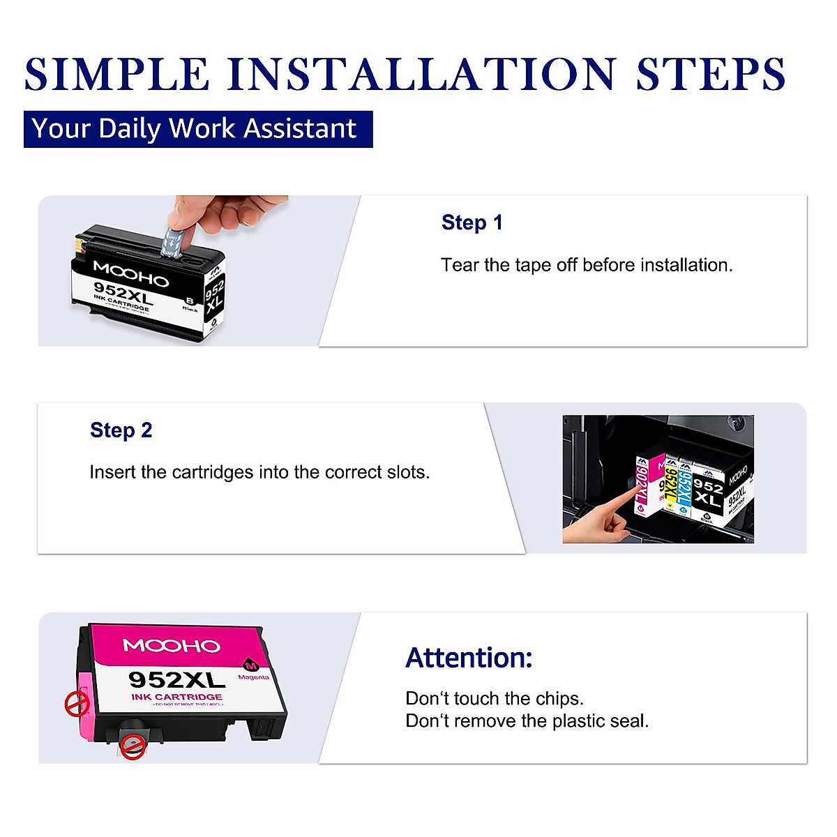 Mooho Remanufactured 952XL Ink Cartridge Replacement for HP 952XL Ink Cartridges Combo Pack |Used in HP Officejet Pro 8710 7740 8720 8210 8715 8702 7720 8730 8740 8216 8725 8700 Printer(4 Pack)