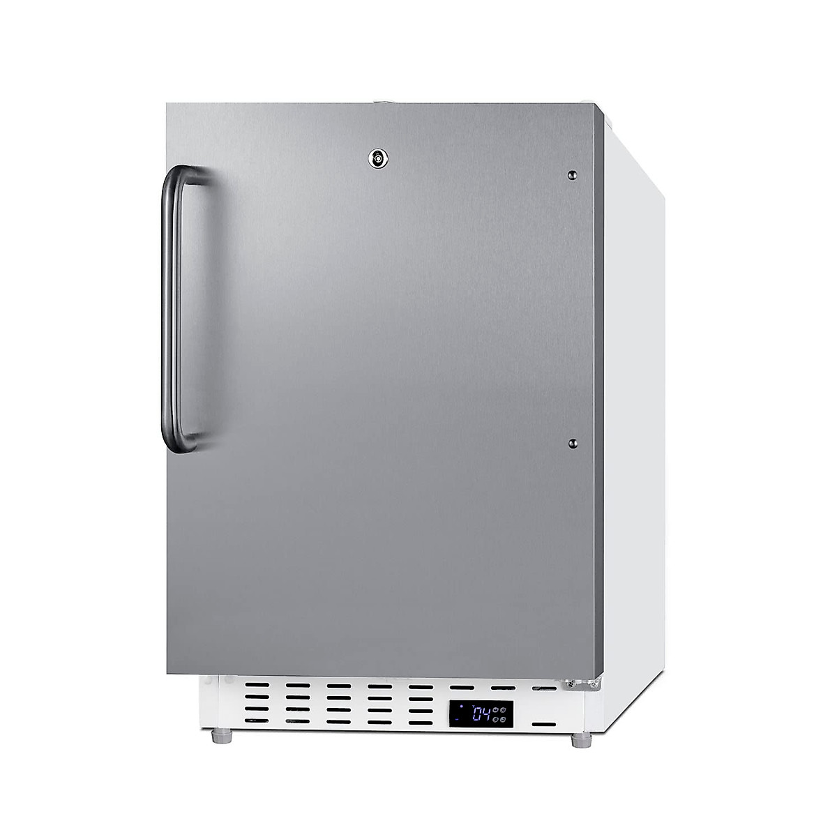Summit Appliance SCR504SSTBADA 21" Wide Built-in Undercounter ADA Compliant Commercial All-refrigerator with Stainless Steel Door, Front Lock, Automatic Defrost and White Cabinet
