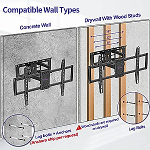 TV Wall Mount for 42-75 inch TVs, Universal Swivel TV Mount Bracket Hold up to 100 lbs., Tilt TV Bracket for LED LCD OLED, 4K Flat or Curved Screen Max VESA 600x400, Fit up to 16” Wood Studs