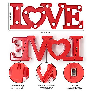 Cheerin Love Sign Decoration – Table Top Decor for Valentines Day – Wedding Decorations – Marquee Light Up Signs – Anniversary Engagement Proposal Party Favor (Red)