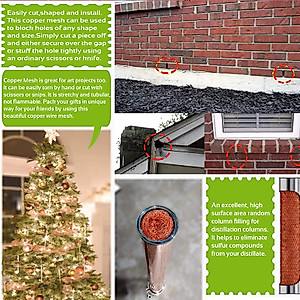 Copper Mesh, Rodent Mesh Sturdy Pure Copper Stuff-fit Wire Mesh for Gap Copper Blocker Fill Fabric 5" x 47"