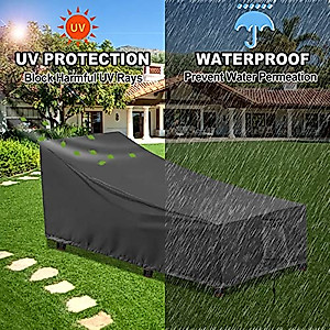 OutdoorLines Outdoor Waterproof Patio Chaise Lounge Chair Cover - UV Resistant Lounger Covers Heavy Duty Weatherproof Patio Sofa Furniture Covers, 1 Pack, 78Wx35.5Dx33H Inches, Black