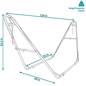 Sunnydaze 550-Pound Capacity Universal Multi-Use Heavy-Duty Steel Hammock Stand - 2-Person - Fits Hammocks 9 to 14 Feet Long - Black