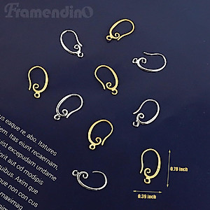 Framendino, 40 Pack 2 Colors Earring Hooks French Earring Hooks Ear Wire with Loops for Earring Dangle Jewelry Findings