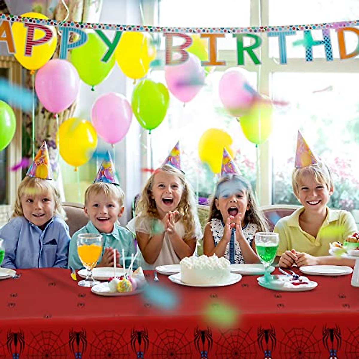 3Pcs Spider Themed Party Tablecloths, Large Disposable Plastic Table Covers for Superhero Party Kids Birthday Party Favors Tablecloths 54x108 inch