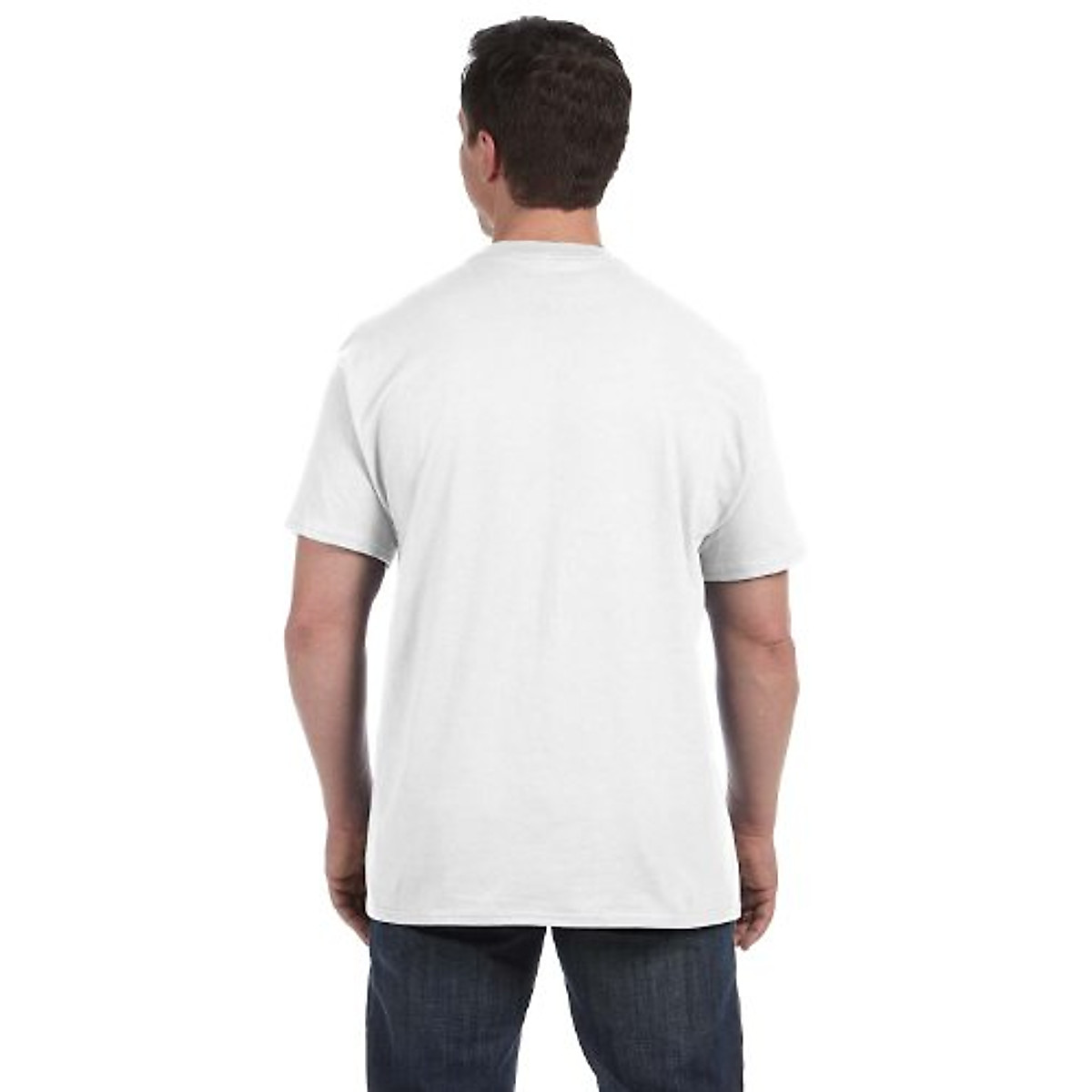 Hanes TAGLESS 6.1 Short Sleeve Tee with Pocket, L-White