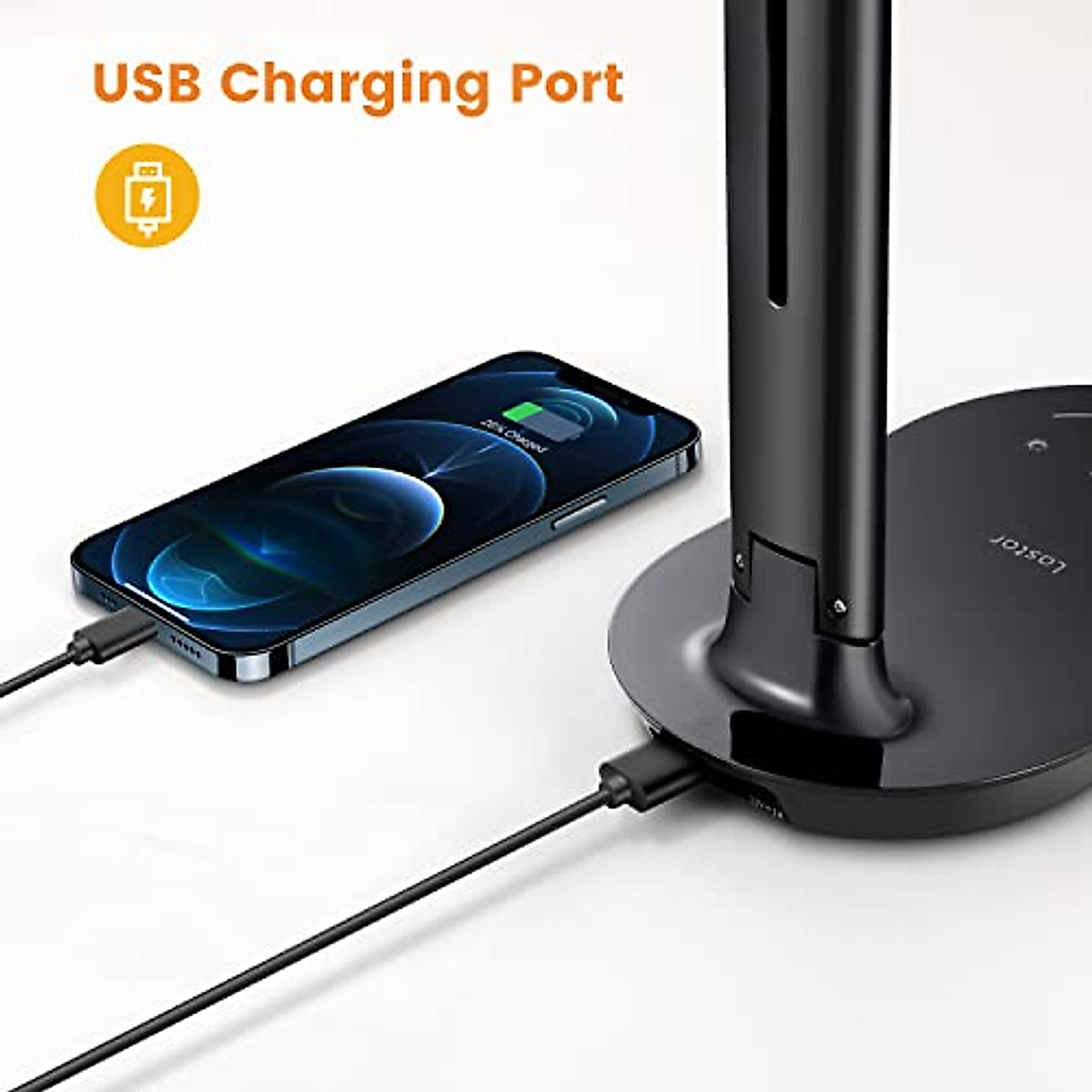 LASTAR Set of 2 LED Desk Lamp, Dimmable Eye-Protecting Table Lamps with Night Light, USB Charging Port, 4 Color Temperature Modes, 5 Brightness Levels, 1H Timer, Touch Control for Home Office Bedroom