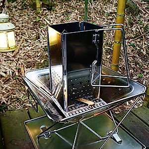 Campingmoon Foldable BBQ Grill, Portable Charcoal Grill, Stainless Steel Wood Burning Stove, Barbecue Cooking Stove for Outdoor/Garden/Camping/Picnic/Party (MT-18)