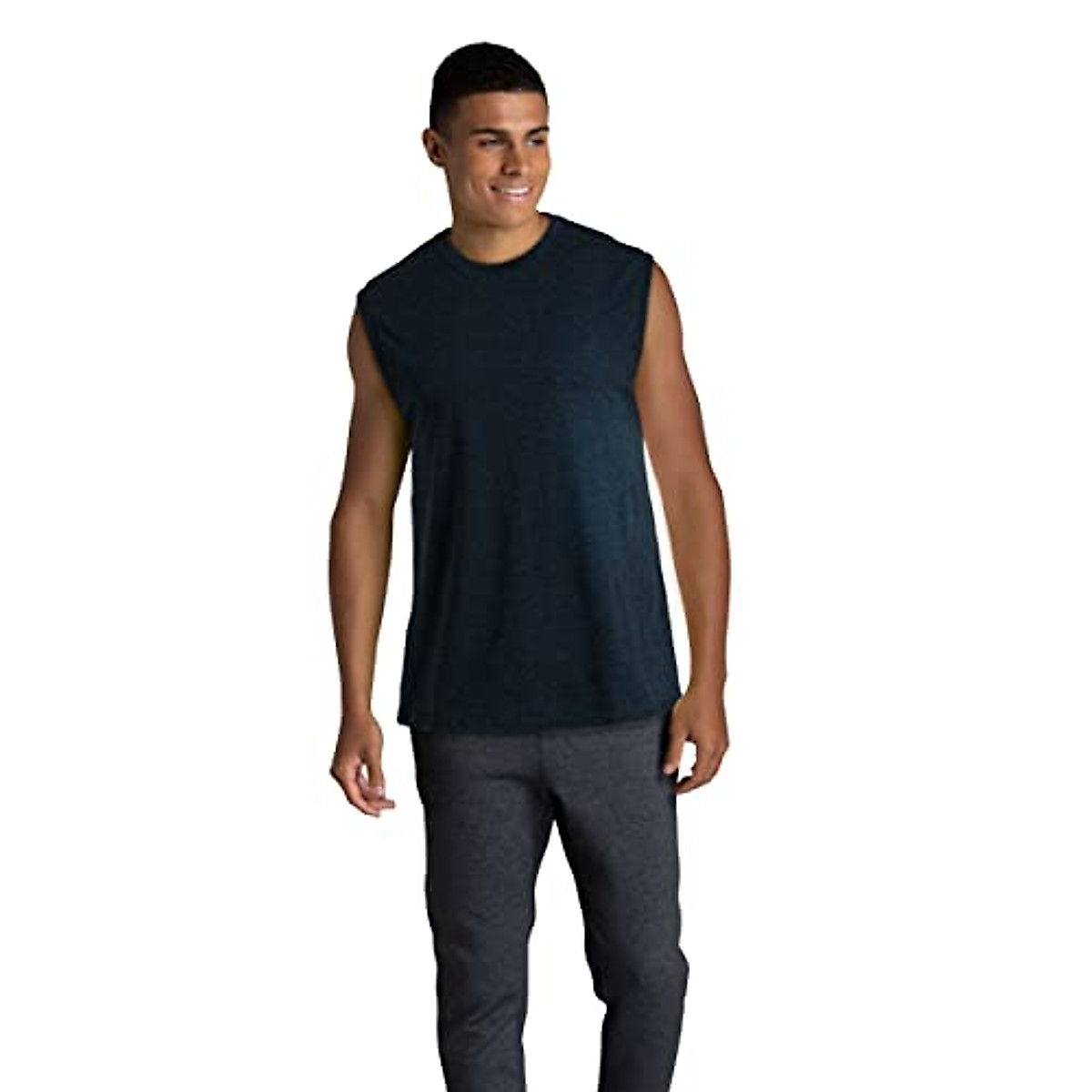 Fruit of the Loom Men's Eversoft Cotton Sleeveless T Shirts, Breathable & Moisture Wicking with Odor Control, Sizes S-4x, Muscle-2 Pack-Black Heather