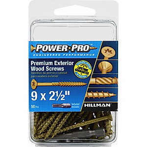 Hillman 42481 Power Pro Premium Exterior Wood Screw, 9 X 2 1/2-Inch, pack of 1 (50ps)