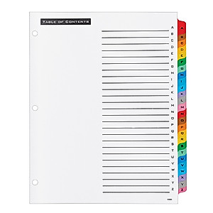 Office Essentials 11677 Table 'n Tabs Dividers, 26-Tab, Letter