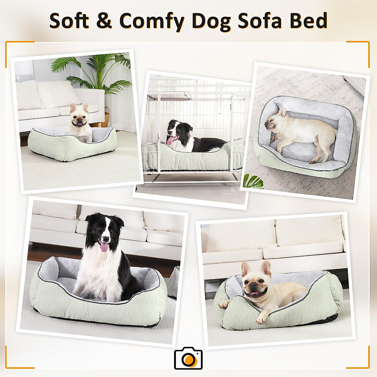 FURTIME Medium Dog Beds for Medium Dogs, Rectangle Washable Dog Bed, Orthopedic Dog Bed Soft and Comfy Calming Puppy Bed Waterproof Dog Cuddler Sofa Pet Bed with Anti-Slip Bottom M(25''x21''x8'')