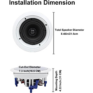 Herdio 5.25” Flush Mount Bluetooth Ceiling Speaker System Max Power 600 Watts Perfect for Humid Indoor Outdoor, Kitchen,Bedroom,Bathroom,Home Theater,Covered Porches(4 Pcs)
